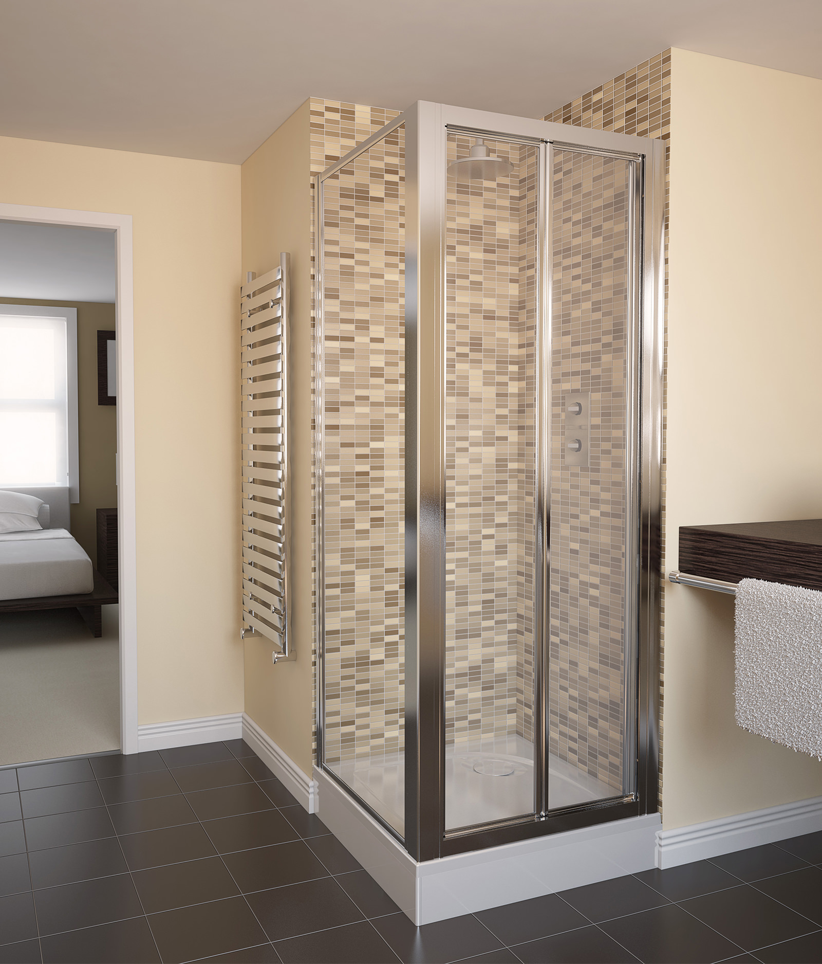 Aqualux Aqua 4 Bi Fold Shower Door 760mm Polished Silver 1174010