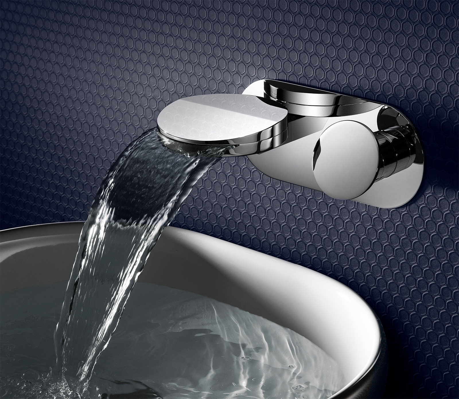 Crosswater Water Circle 2 Hole Wall Mounted Chrome Basin Mixer Tap Set Crosswater Water Circle 2 Hole Wall Mounted Chrome Basin Mixer Tap Set