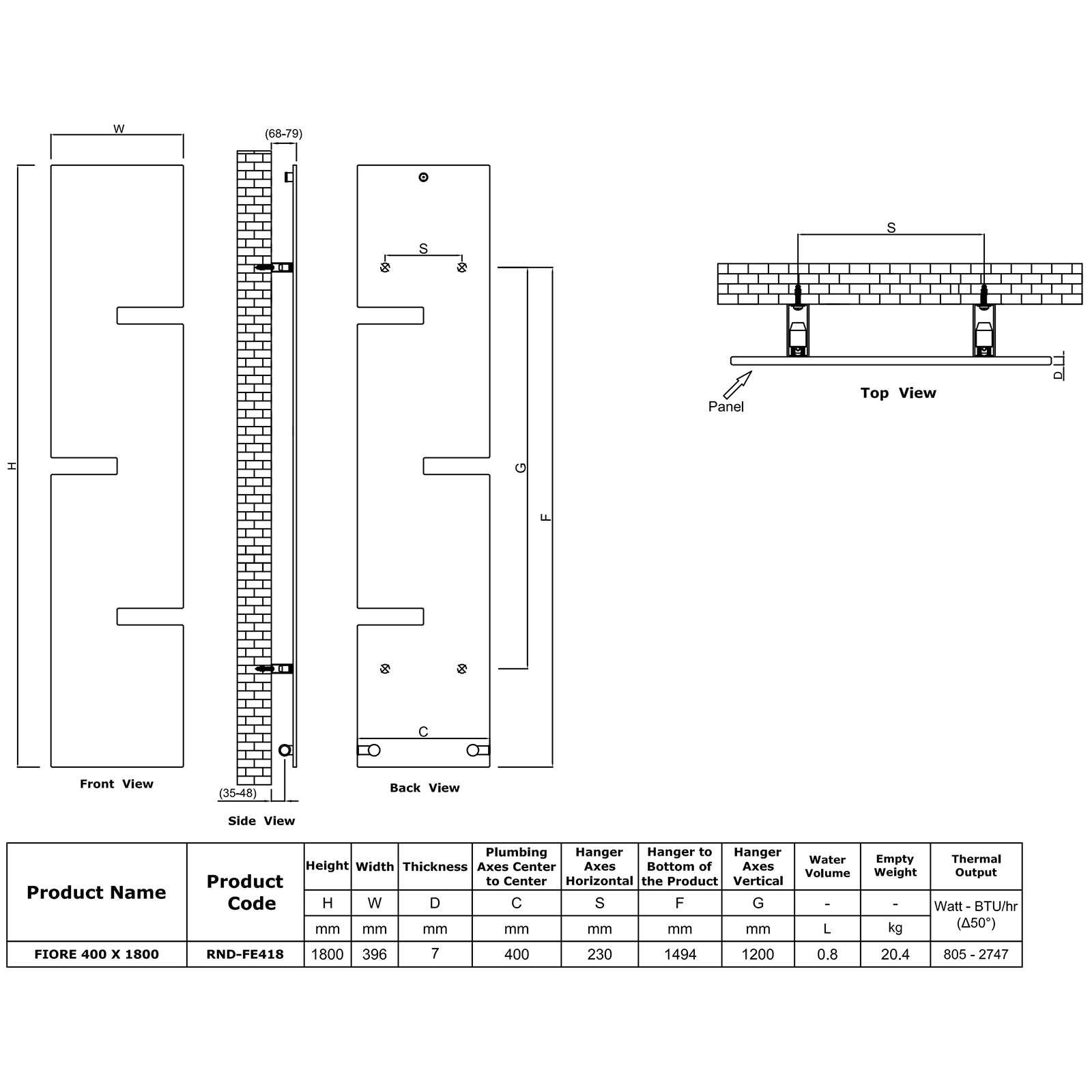 Reina Fiore 1800mm Height Designer Steel Radiator