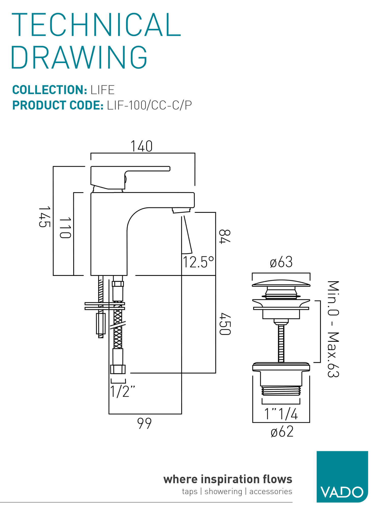 Vado Life Mini Mono Basin Mixer Tap | LIF-100M/SB-C/P