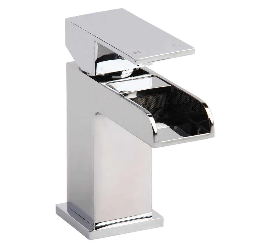 AquaFlow Stream Waterfall Basin Mixer Tap With Click Clack Waste - BIQSM03