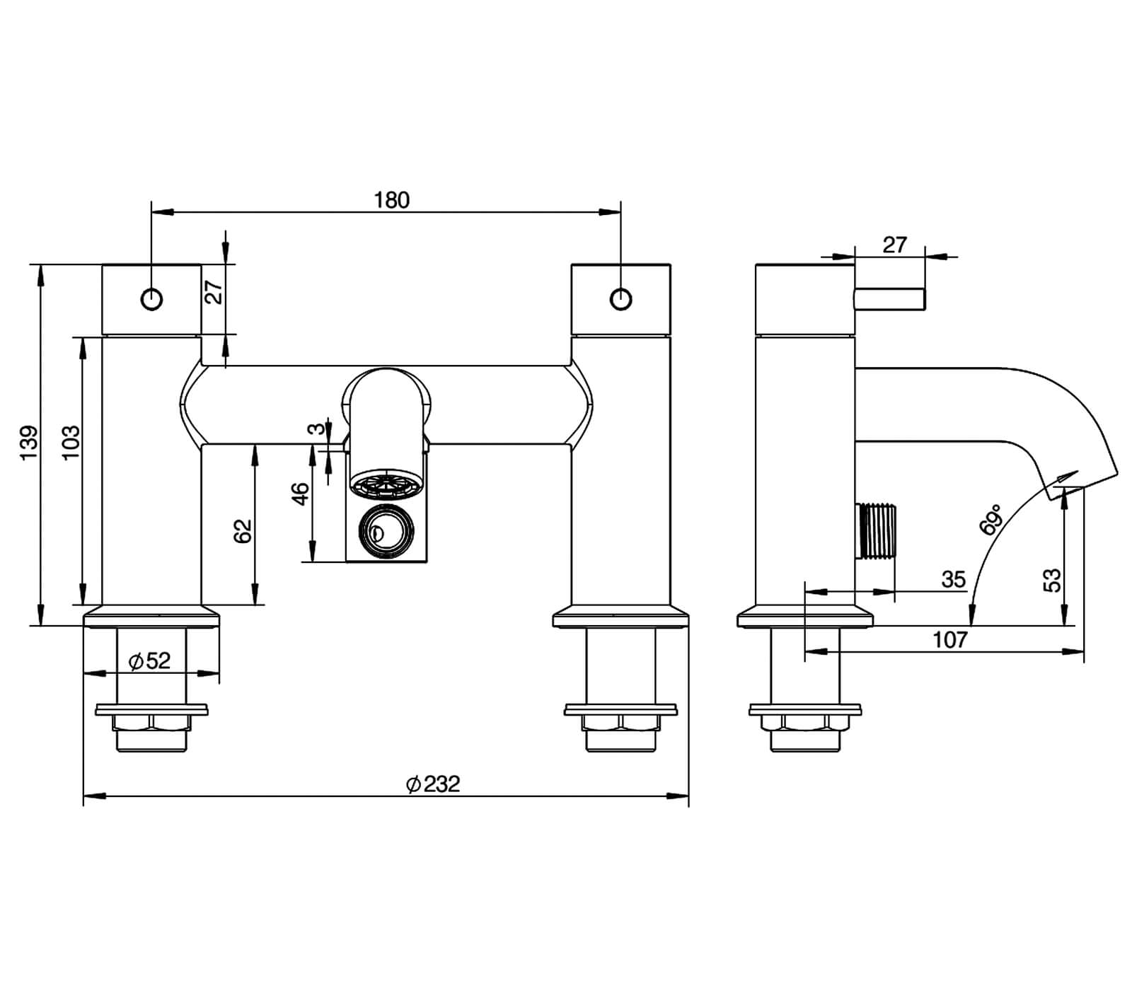 Roper Rhodes Craft Deck Mounted Bath Filler Tap Chrome - T333202.