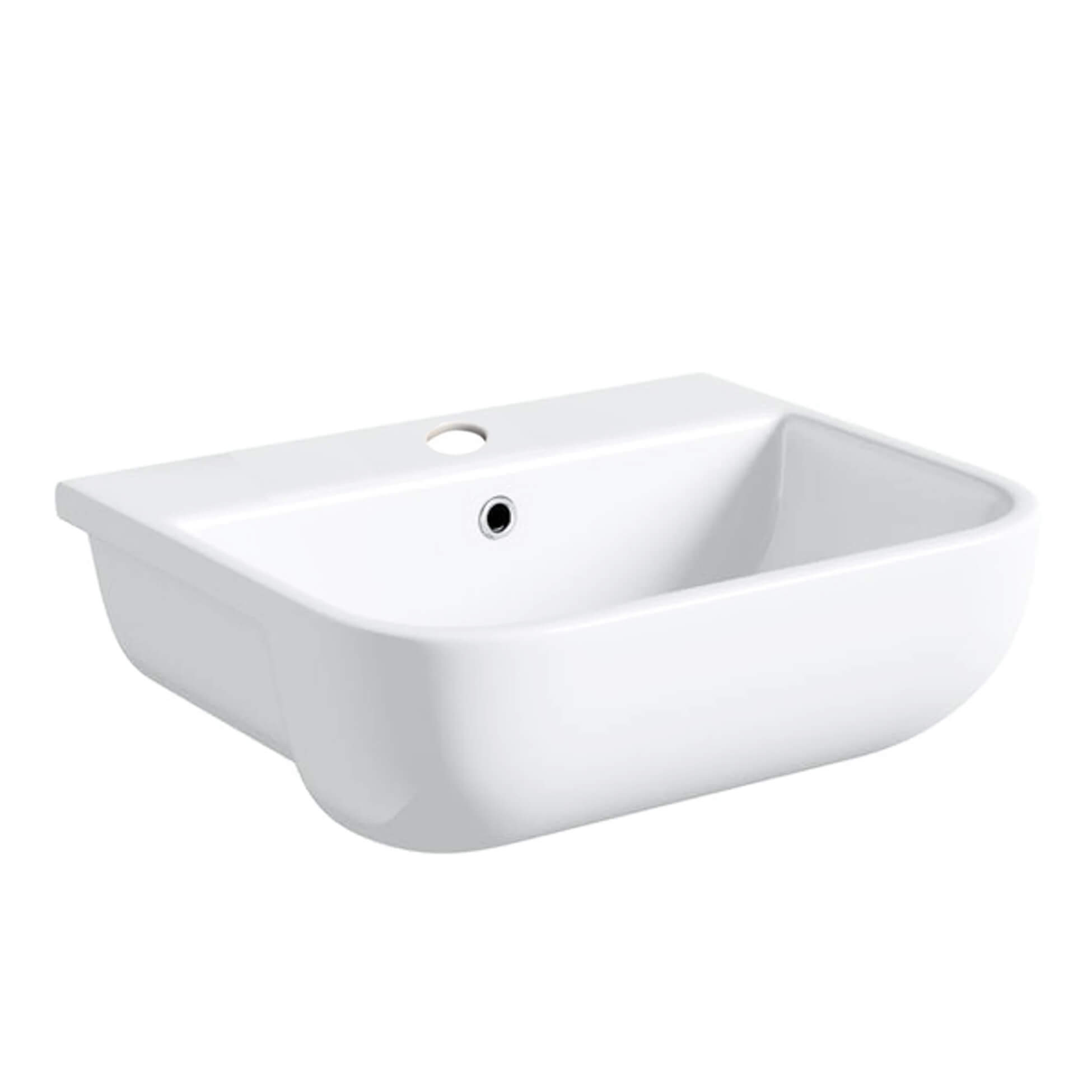 RAK Series 600 Semi Recessed White Basin - Available in 420 And 520mm Width