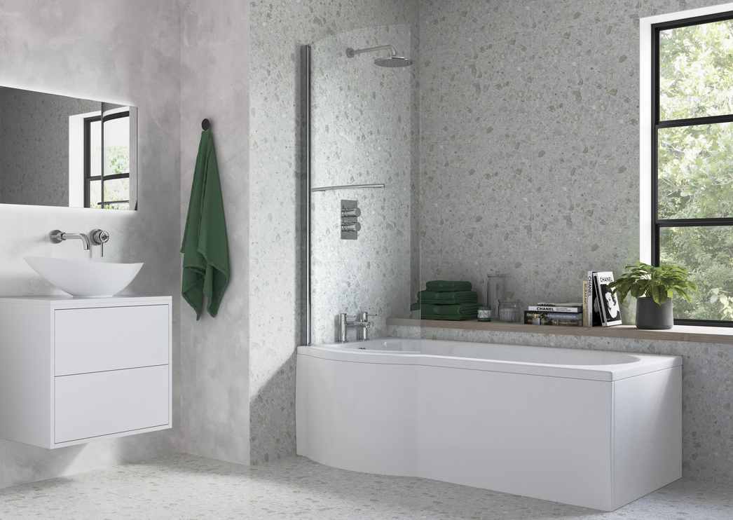 Joseph Miles Destry P-Shape 0 Tap-Hole Shower Bath Pack