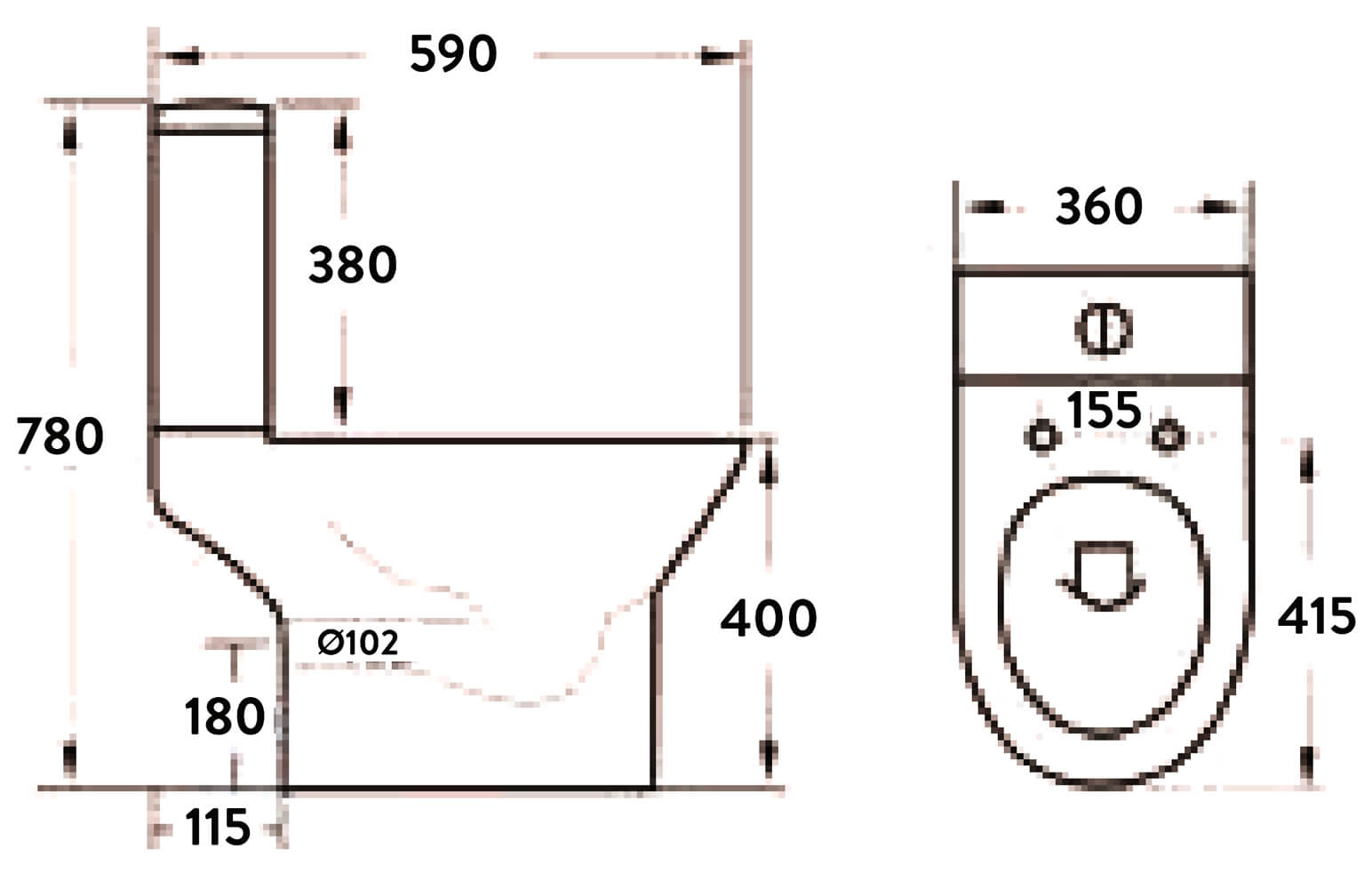 Joseph Miles Middleton 360mm Rimless White Open Back Pan And Soft Close ...
