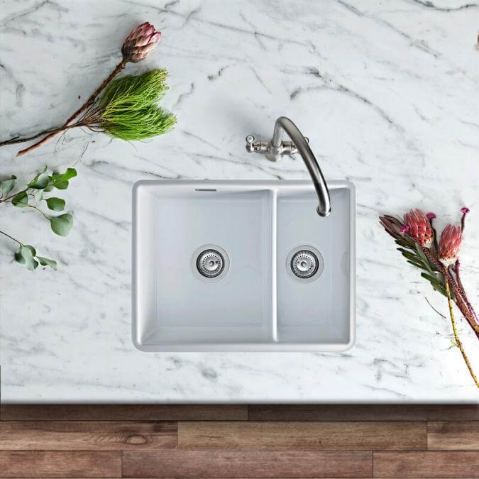 Rangemaster Rustique 595 x 460mm Fire Clay Ceramic Inset Sink - CRUB3216WH/