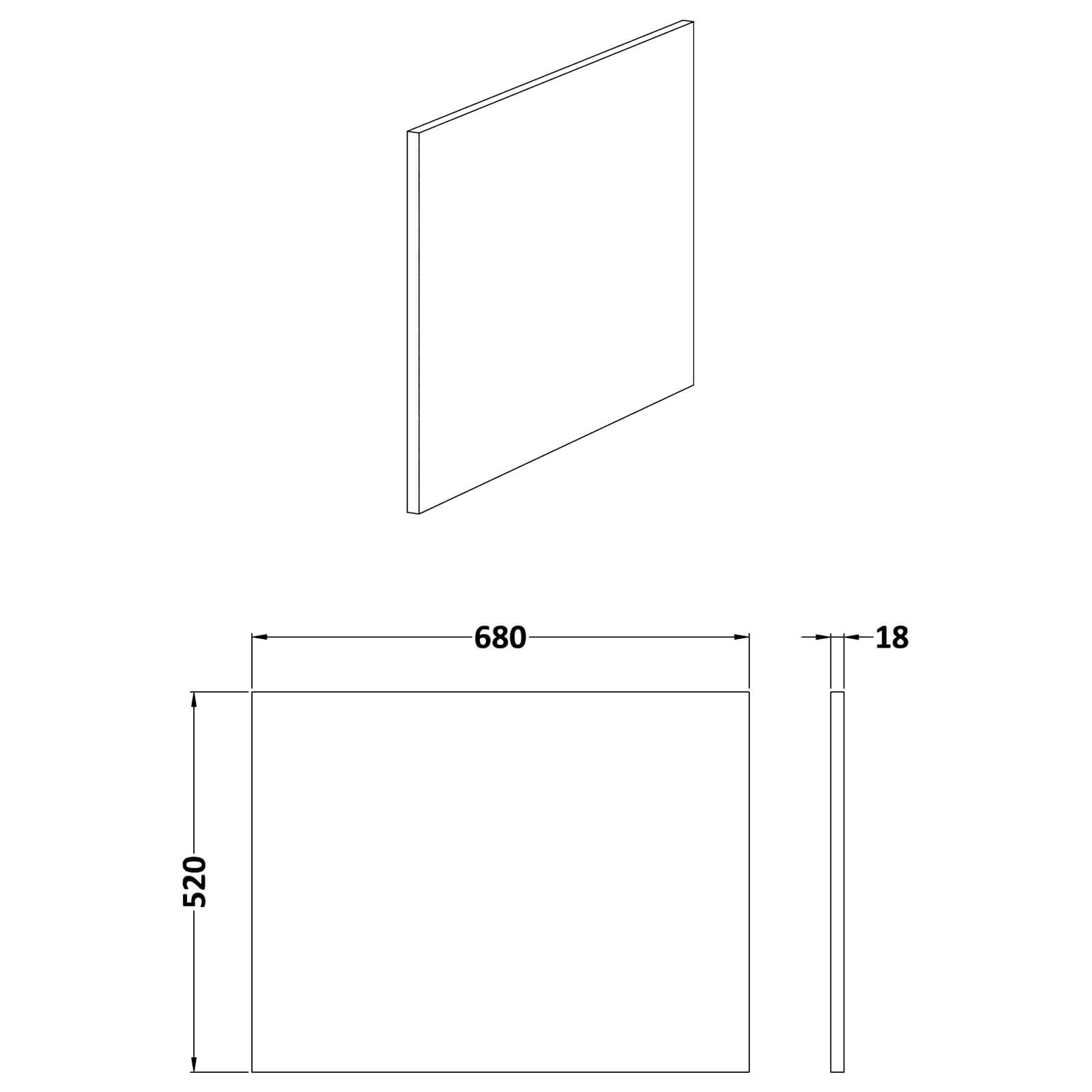 Hudson Reed Juno 680mm Shower Bath End Panel - MPC2131.