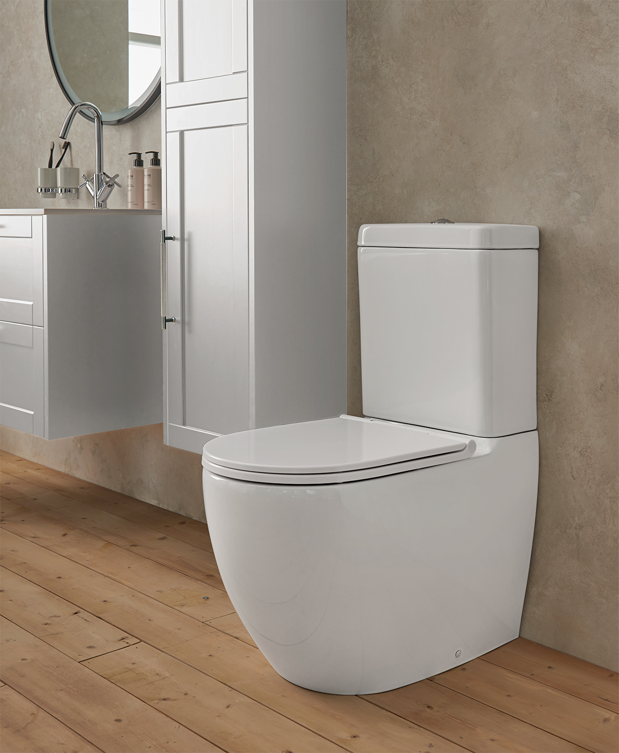 Heritage Stamford White Rimless Close Coupled Pan With Dual Flush ...