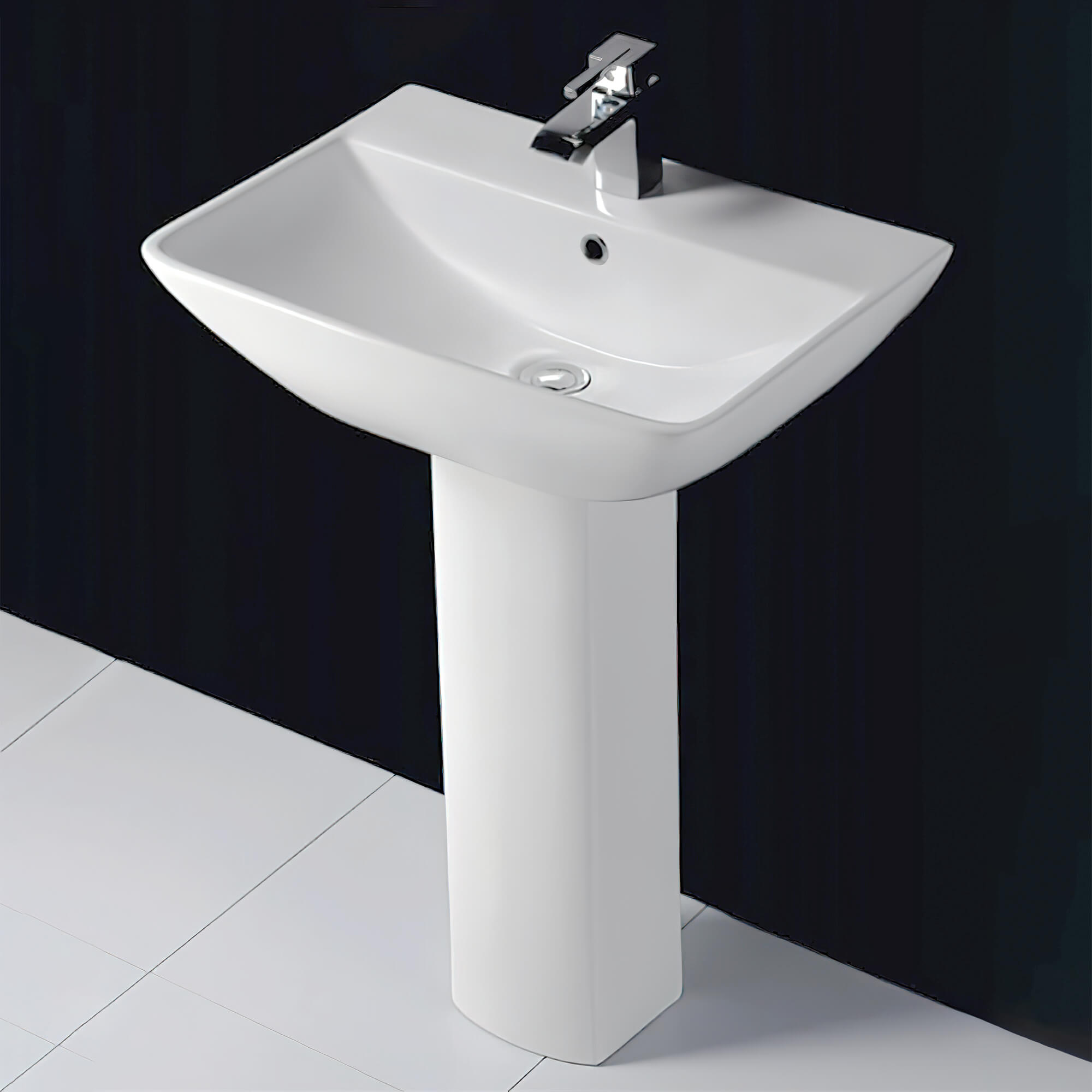 RAK Summit 1 Tap Hole White Basin With Full Pedestal 600mm