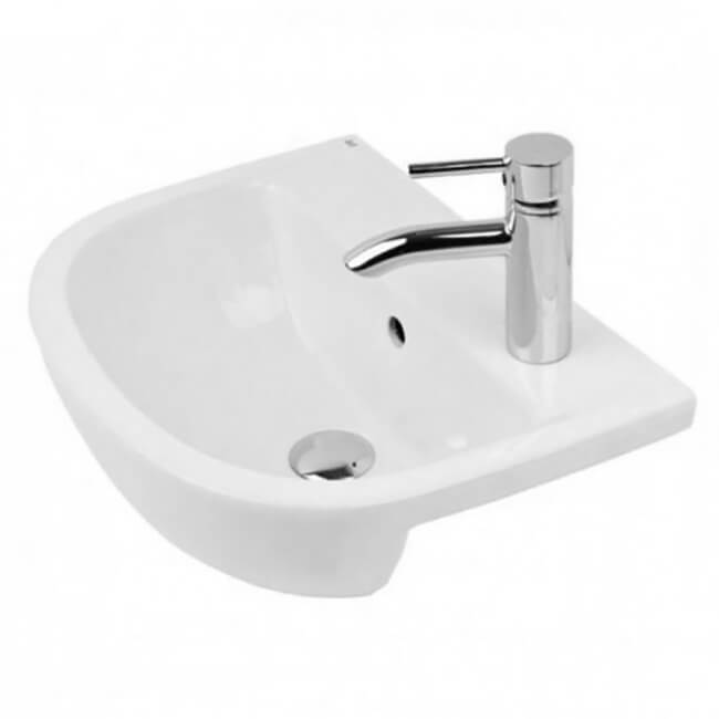 RAK Compact 1 Tap Hole Slimline Semi Recessed White Basin 400mm Left Hand