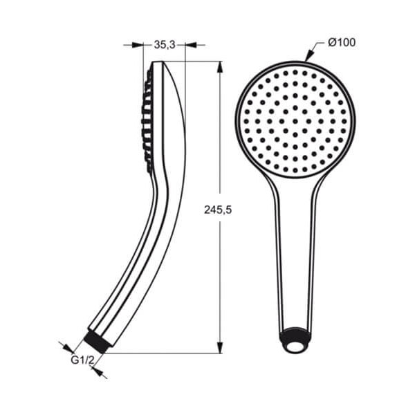 Ideal Standard Idealrain Chrome M1 100mm Handspray - B9402AA