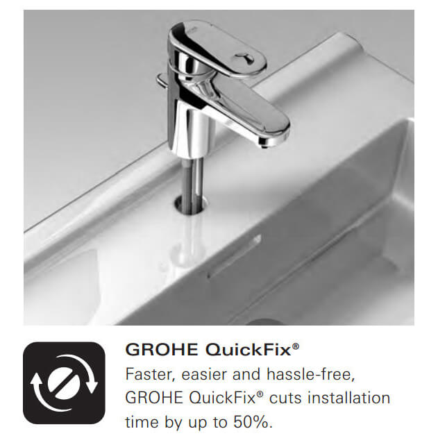 Grohe Concetto Half Inch Chrome Basin Mixer Tap Without Waste - 3224010L
