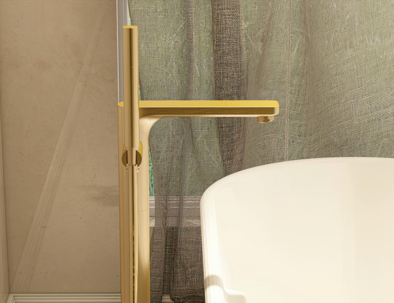 IMEX Suburb Chrome Floor Mounted Bath Shower Mixer Tap With Handset