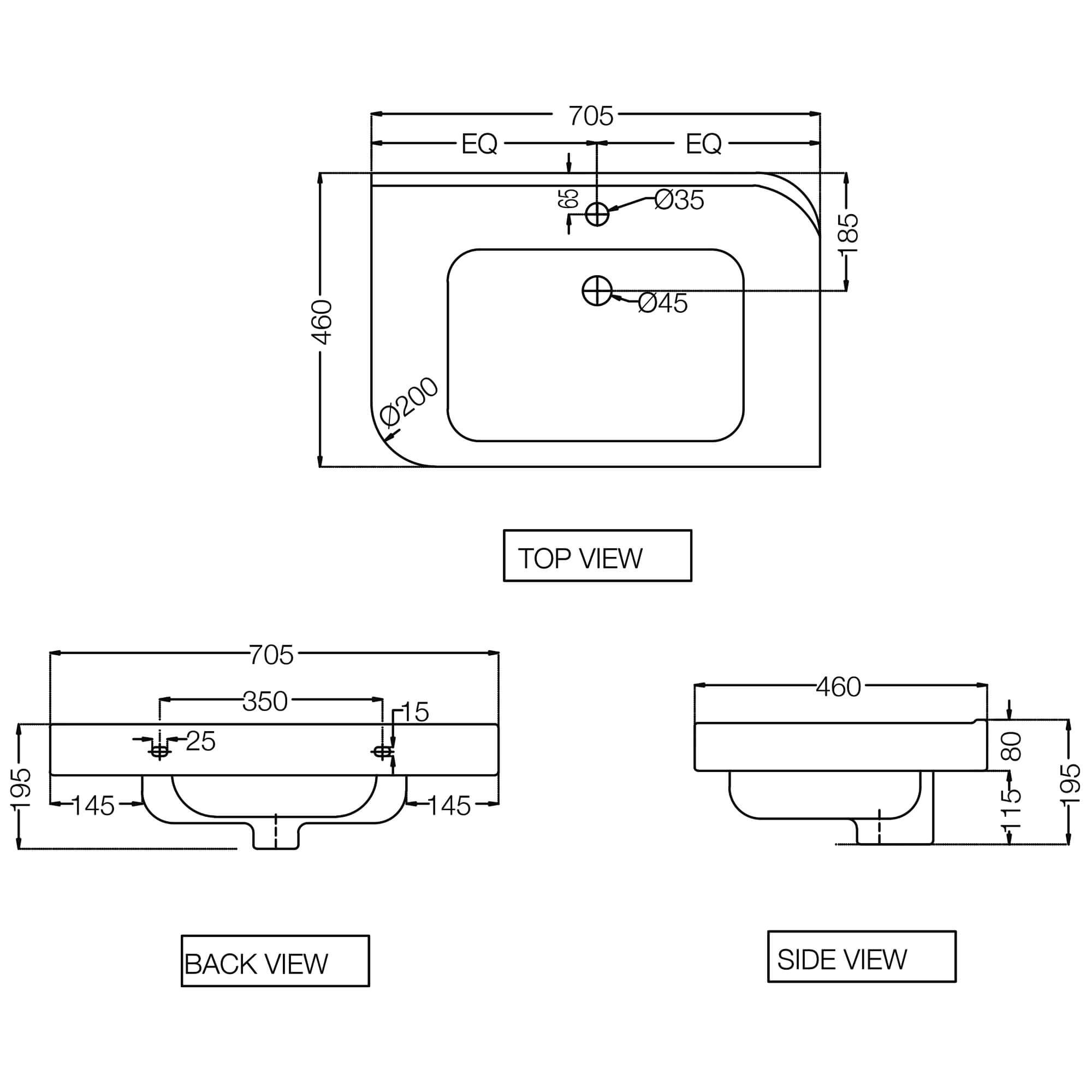 Jaquar Alive 600mm Rectangular White Countertop Basin