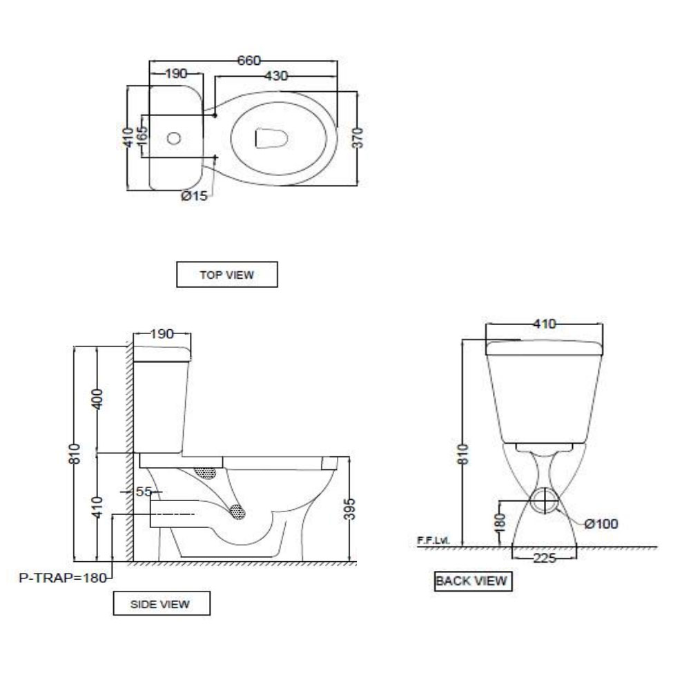 Jaquar Continental 660mm Closed Coupled WC With Seat And Cistern