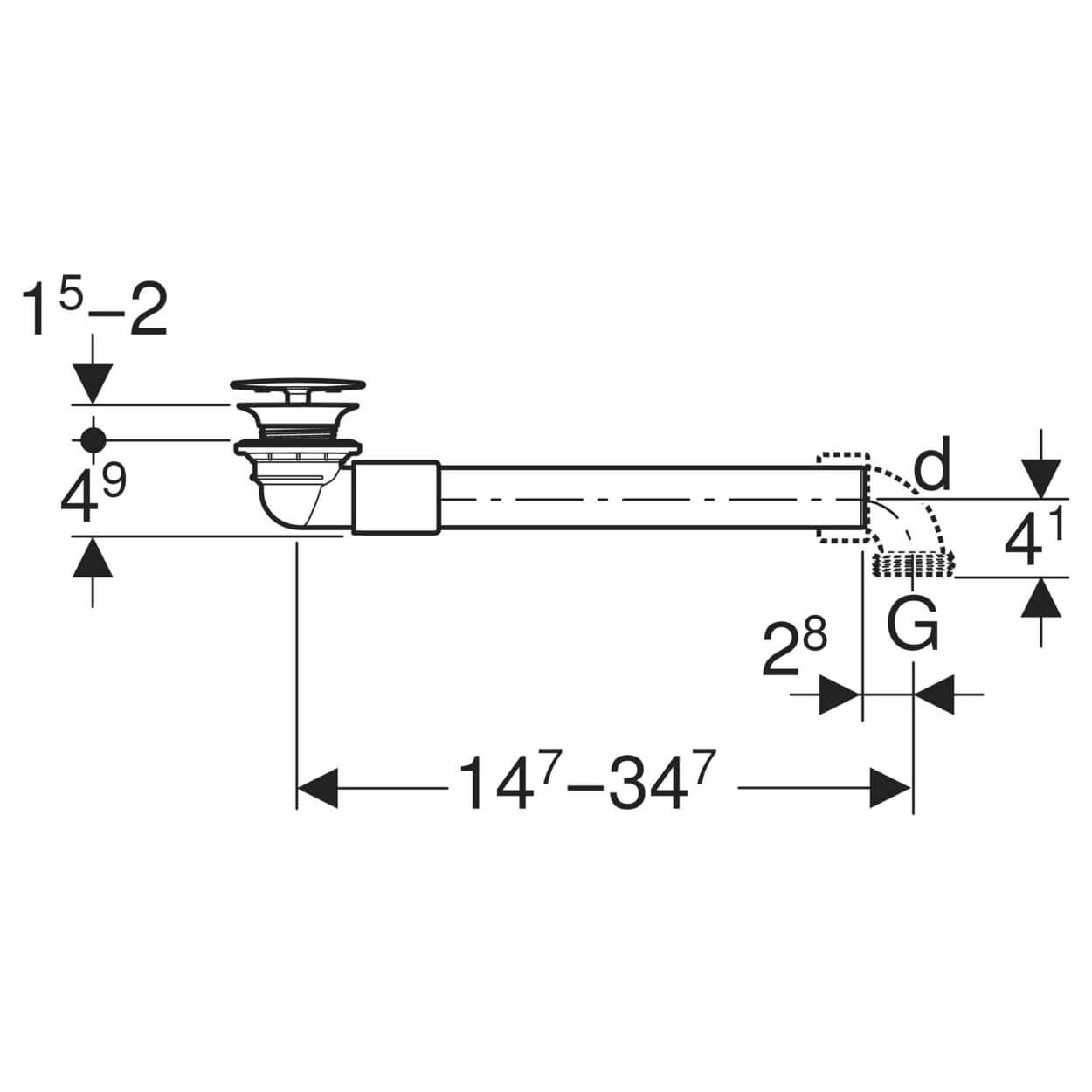 Geberit Slim Design Space-Saving Basin Waste With Free Outlet And Valve ...