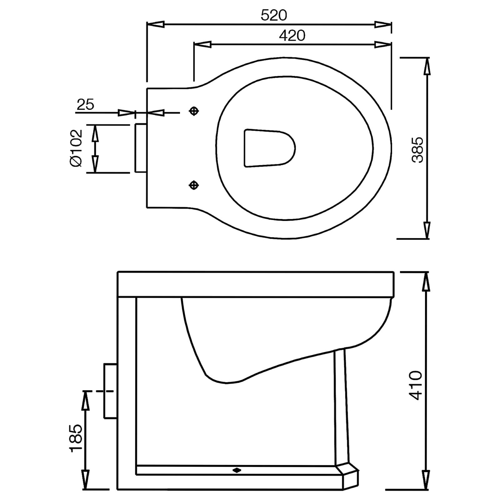Roper Rhodes Harrow White 385 x 520mm Back To Wall WC Pan - HBWPAN