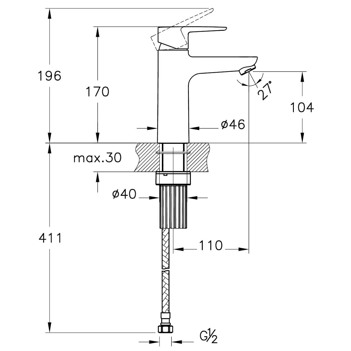 VitrA Flow Soft Deck Mounted Basin Mixer Tap