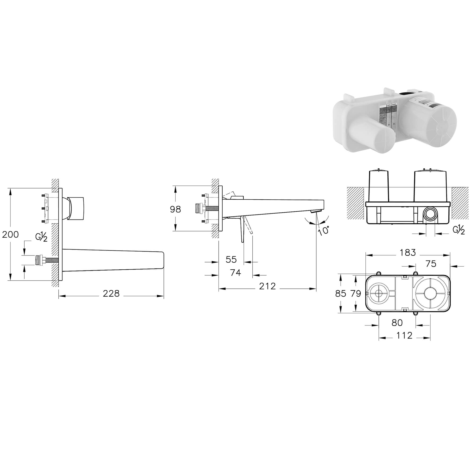 VitrA Flow Square Built-In Wall Mounted Basin Mixer Tap