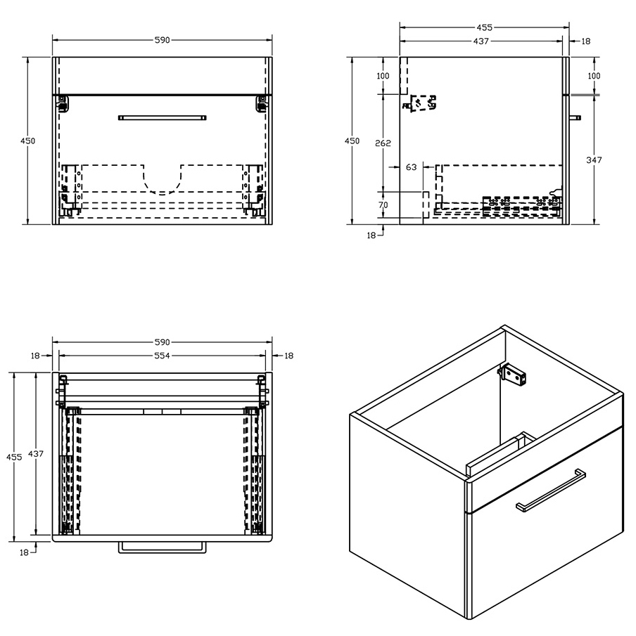 IMEX Ivan Wall Mounted Single Drawer Unit