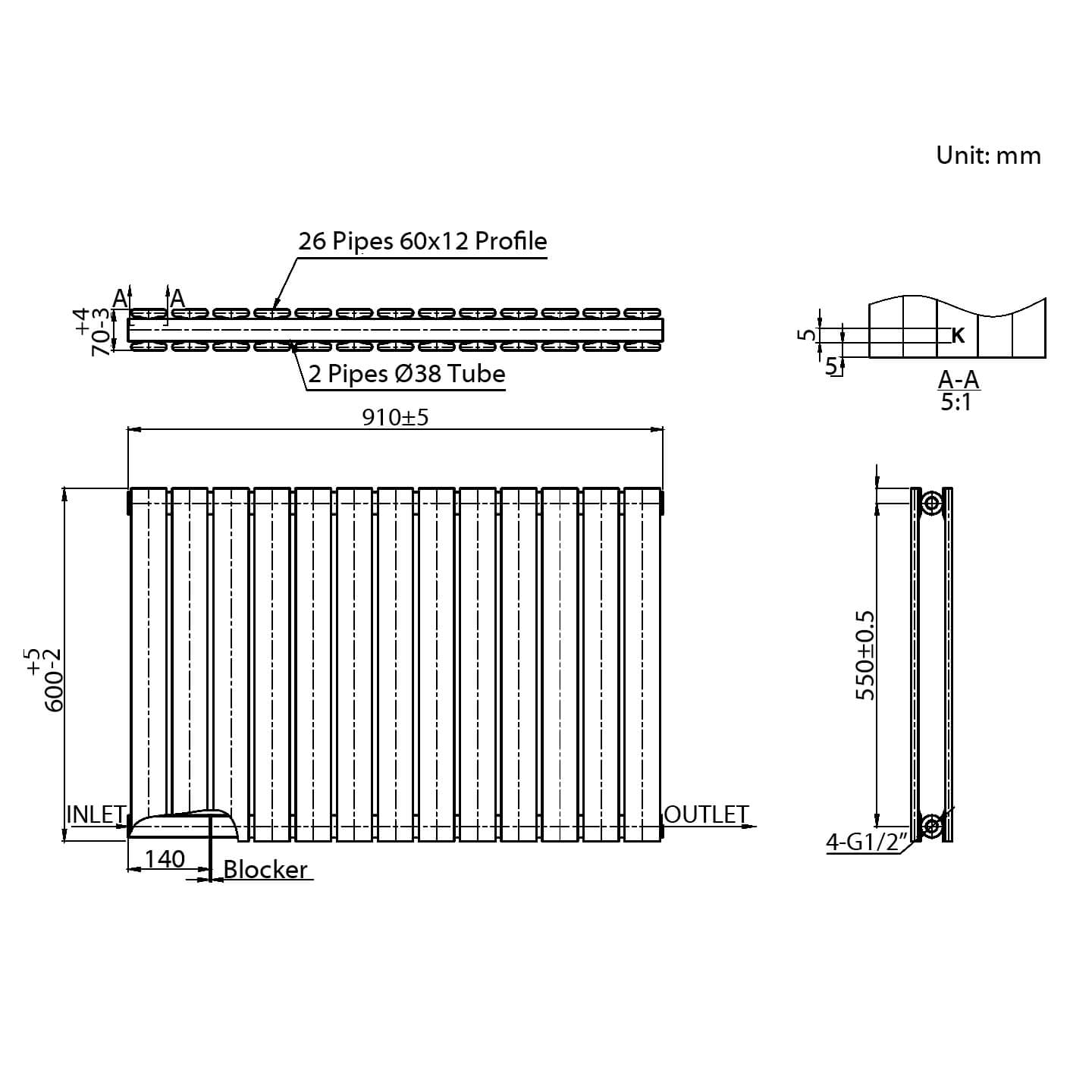 Kartell K-Rad Boston Horizontal Double Panel Anthracite Radiator